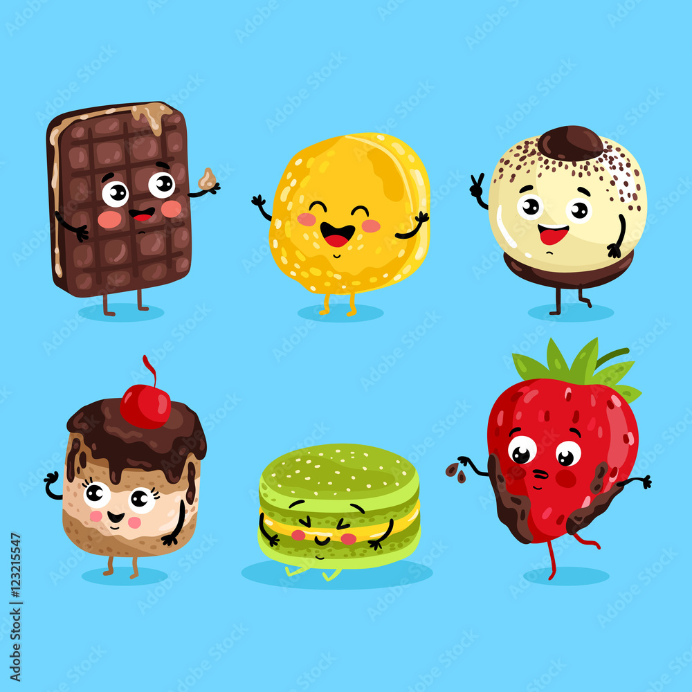 Cartoon funny foods characters isolated vector illustration. Funny ...