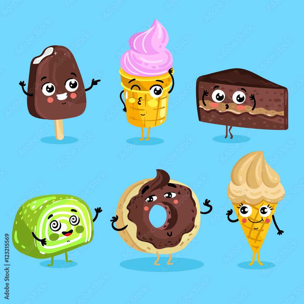 Cartoon funny foods characters isolated vector illustration. Funny ...