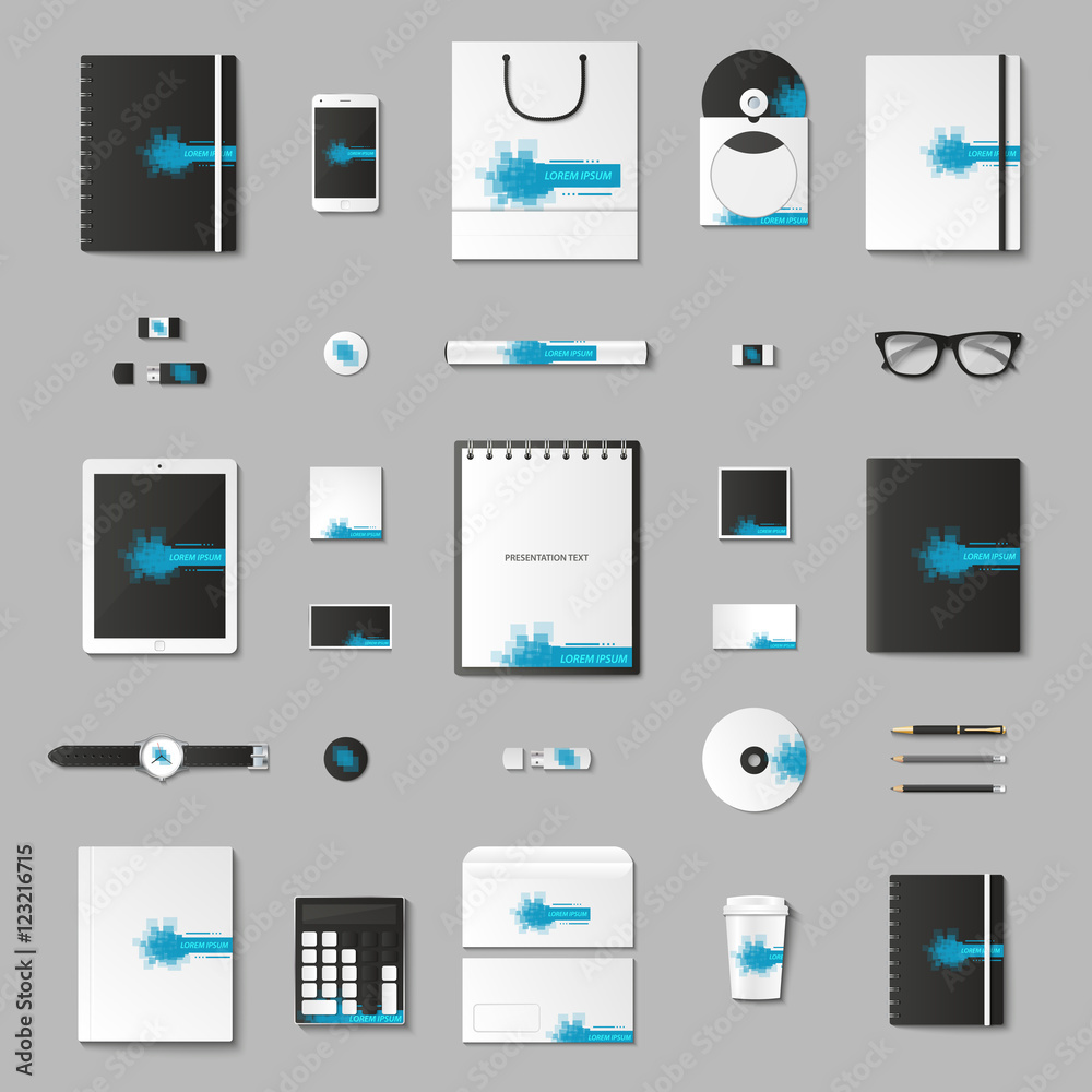 Corporate identity template set. Business stationery mock-up with logo ...