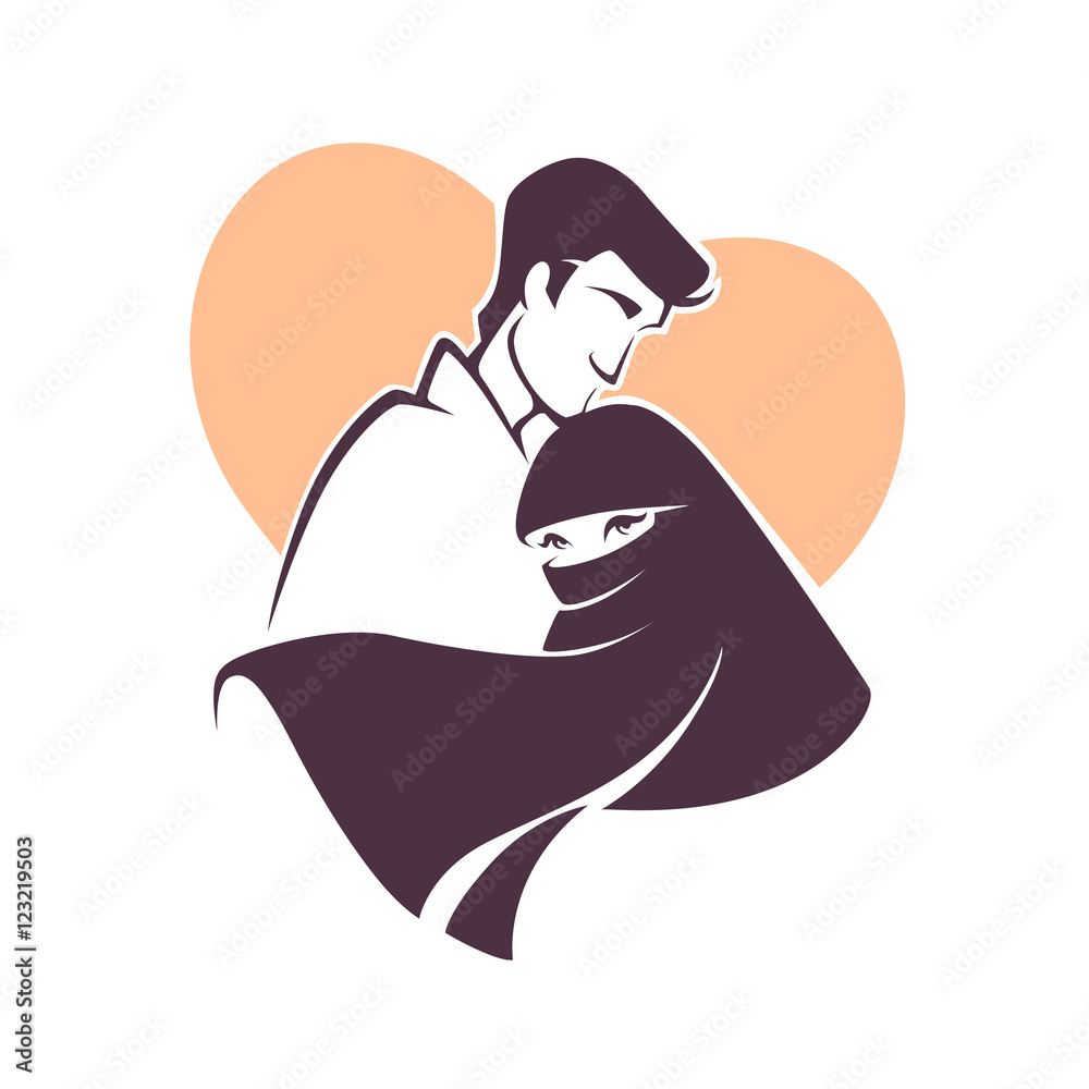 muslim love, couple, wedding, bride and groom Stock Vector | Adobe Stock