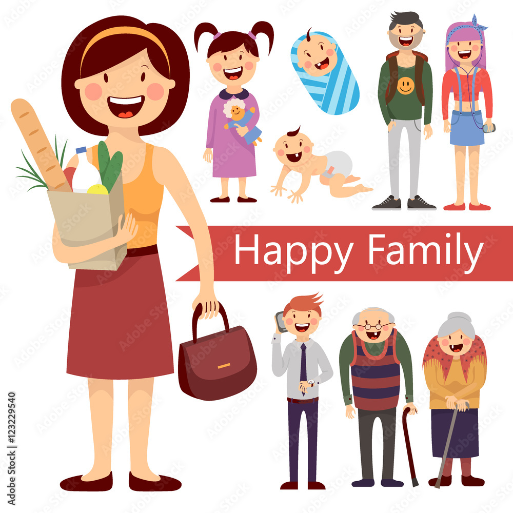 big happy family , generation , family, parents , relationships ...