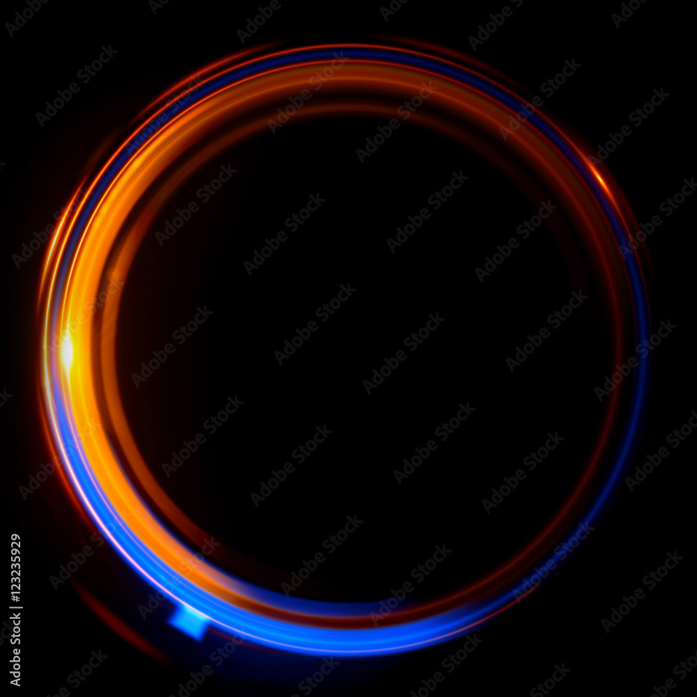 Abstract ring background with luminous swirling backdrop. Glowing ...