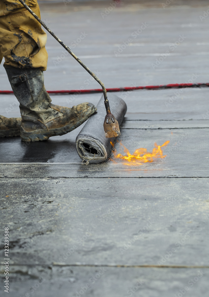 waterproofing flame bitumen Stock Photo | Adobe Stock
