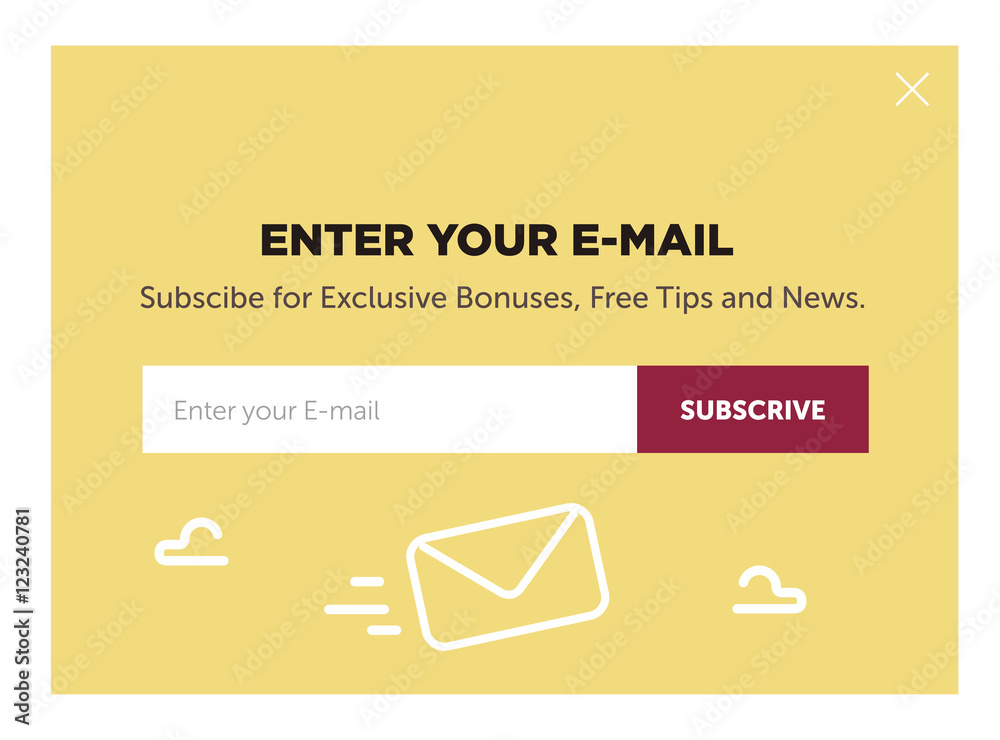 Vector template for email subscribe. With envelopes. Stock Vector ...