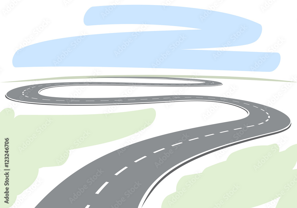 Abstract drawing of winding highway leading to the horizon vecto Stock ...
