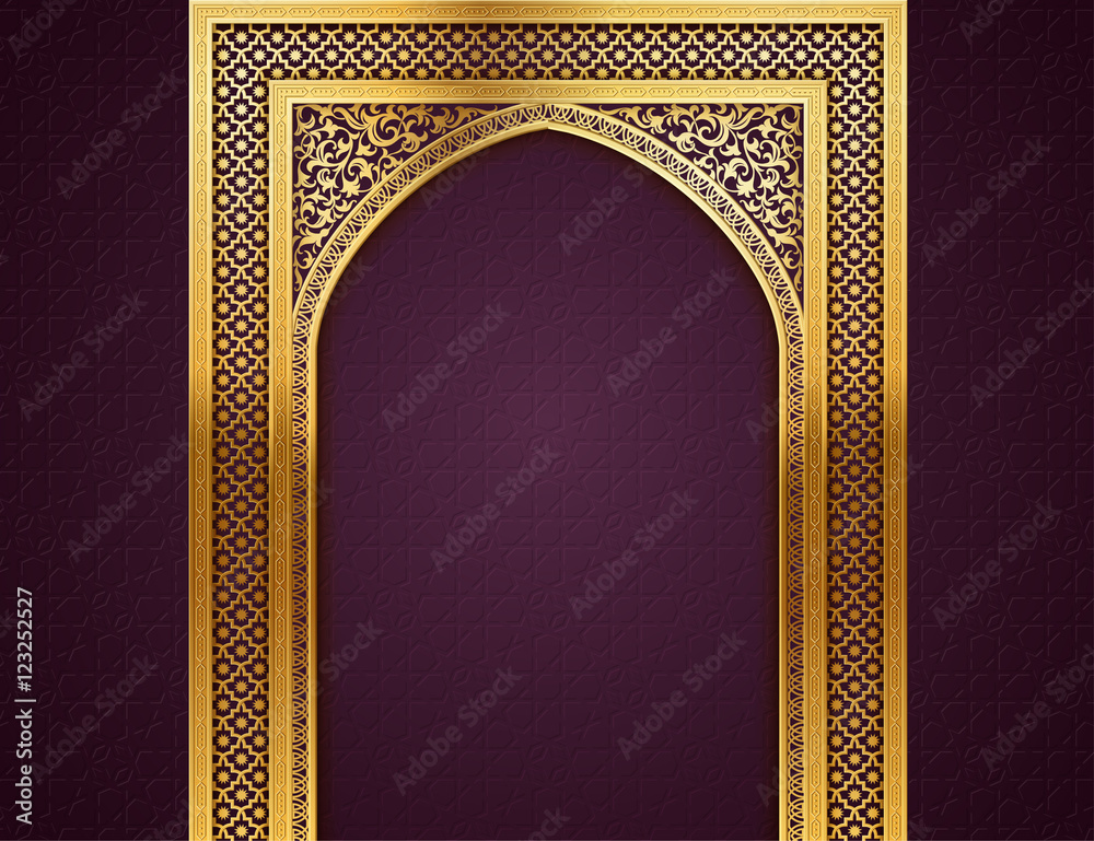 Background with Arch of Arabic Pattern Stock Vector | Adobe Stock