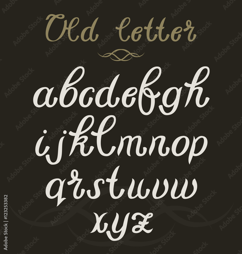 Hand drawn vector calligraphic typeface. Old style font vintage Stock ...