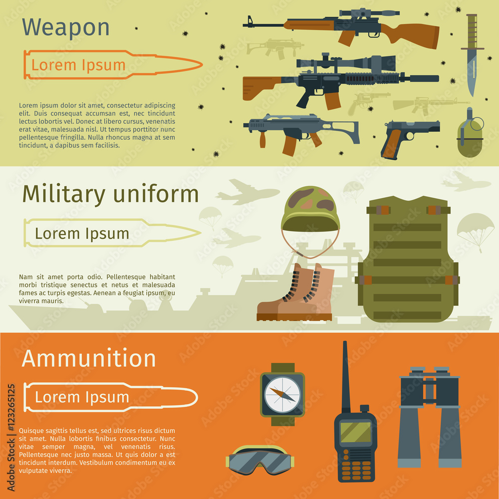 Military banners or army backgrounds set vector Stock Vector | Adobe Stock