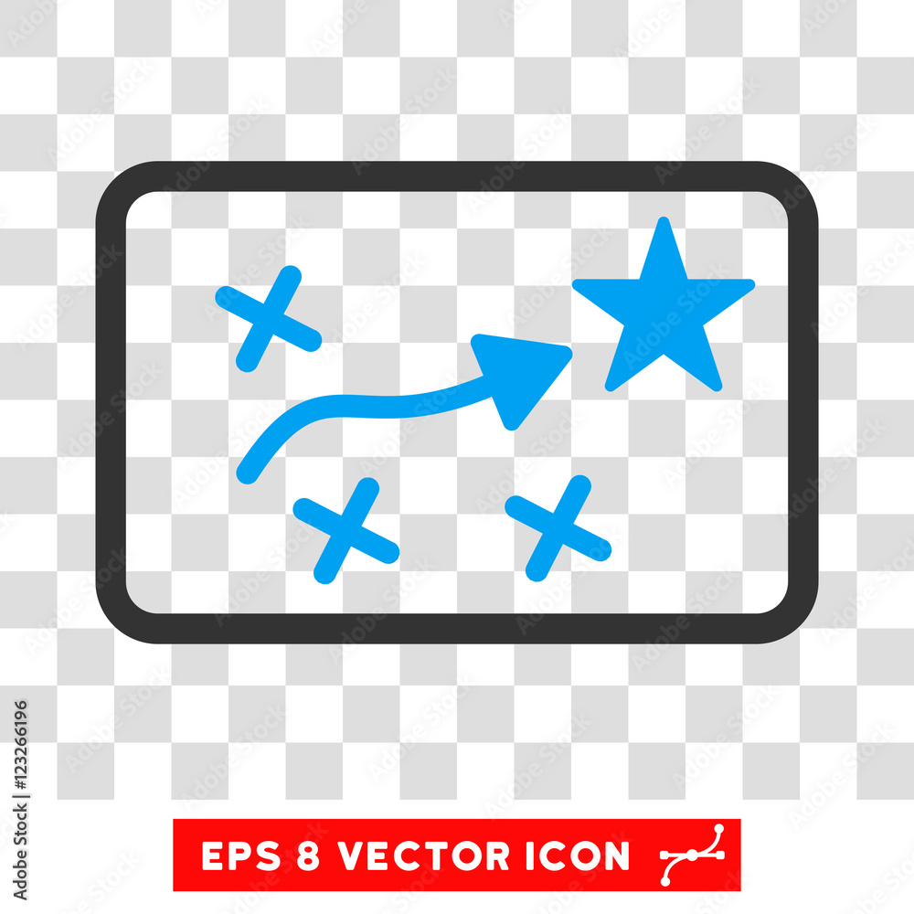 Vector Route Plan EPS vector pictogram. Illustration style is flat iconic bicolor blue and gray ...