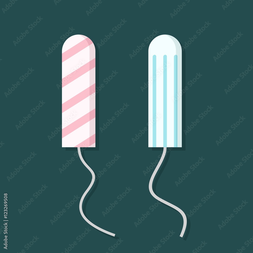 Women hygiene tampons vector icon isolated on dark background with ...