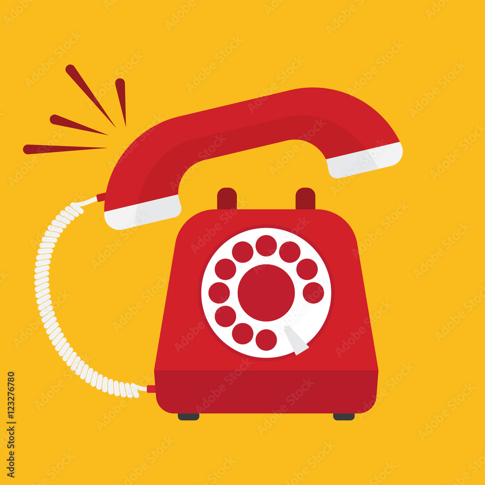 Retro styled red telephone ringing Stock Vector | Adobe Stock