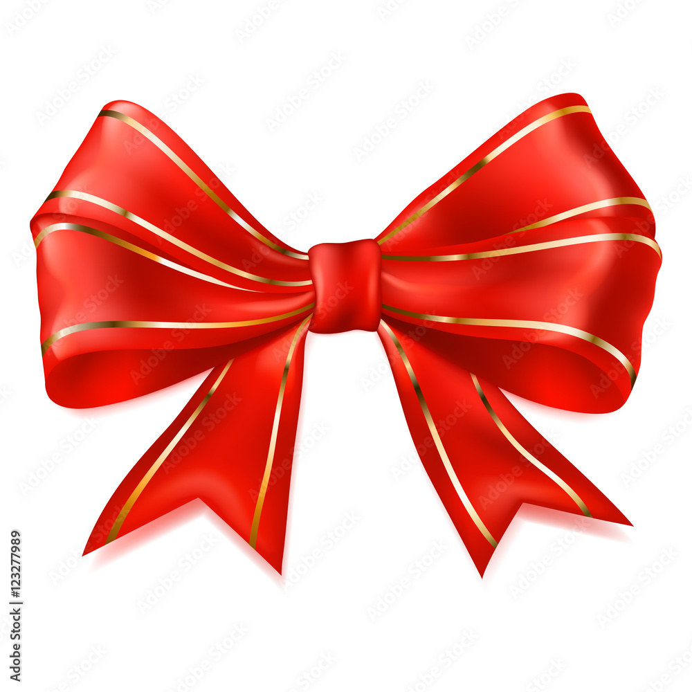 Big red bow with golden strips Stock Vector | Adobe Stock