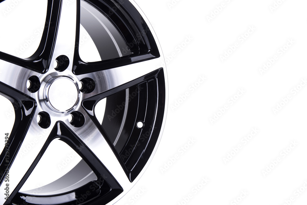 Angle view of part of Car wheel isolated on white Stock Photo | Adobe Stock