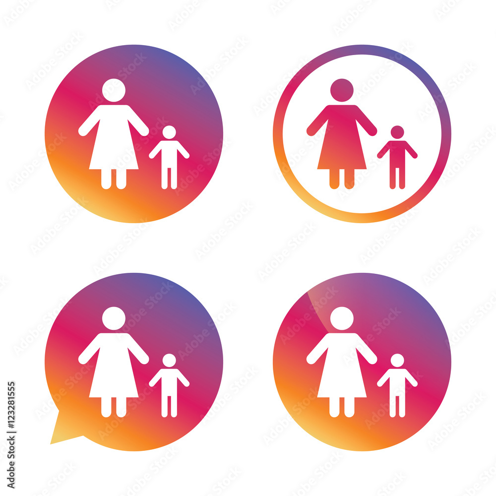 One-parent family with one child sign icon. Stock Vector | Adobe Stock