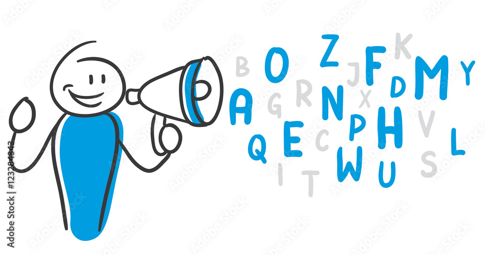 Stick Figure Series Blue / Sprachrohr Stock-Vektorgrafik | Adobe Stock