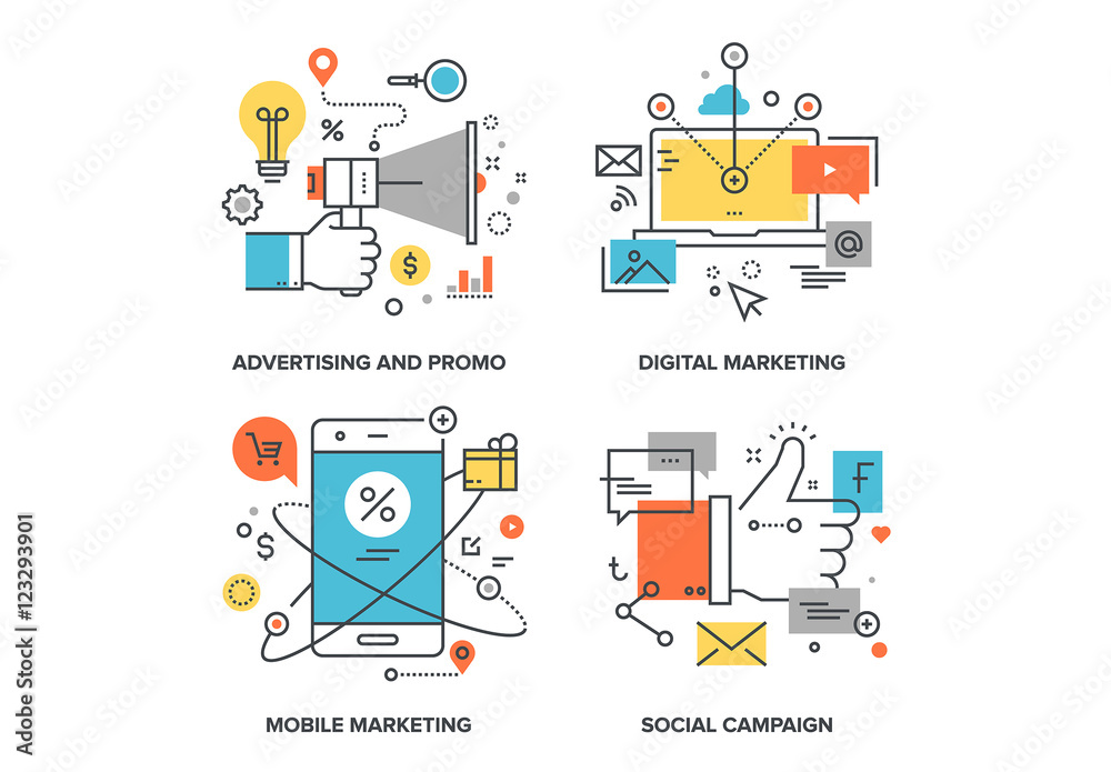 Marketing Icons Set Stock Template | Adobe Stock