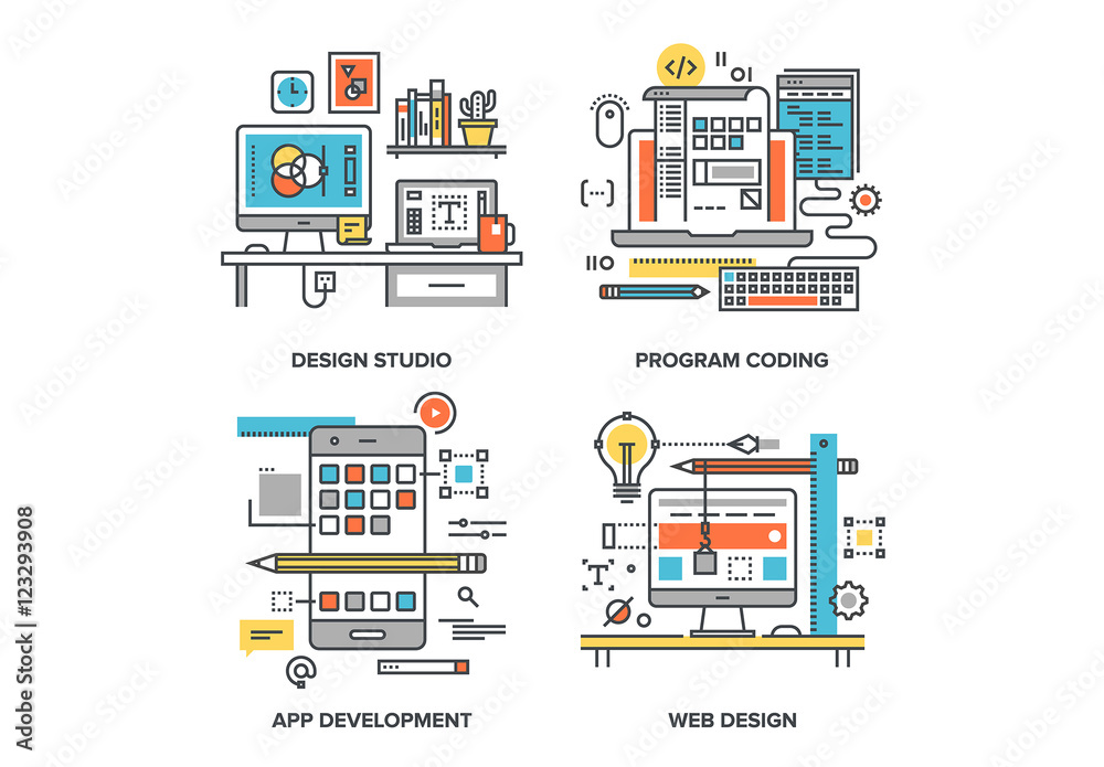 Design and Development Icon Set 03 Stock Template | Adobe Stock