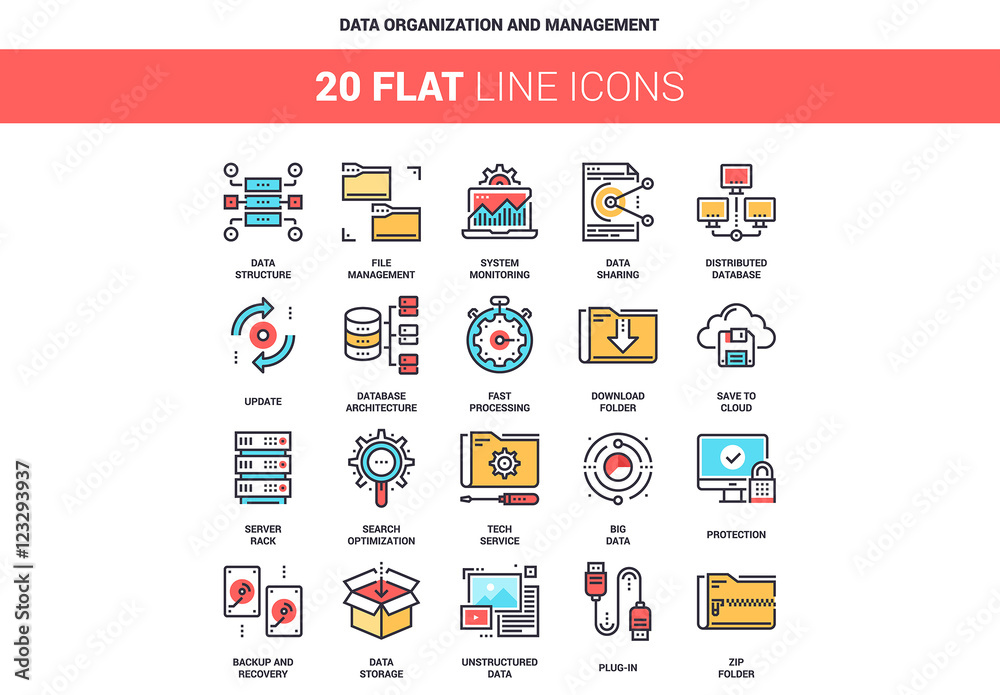 Data Management Icons Set Stock Template | Adobe Stock