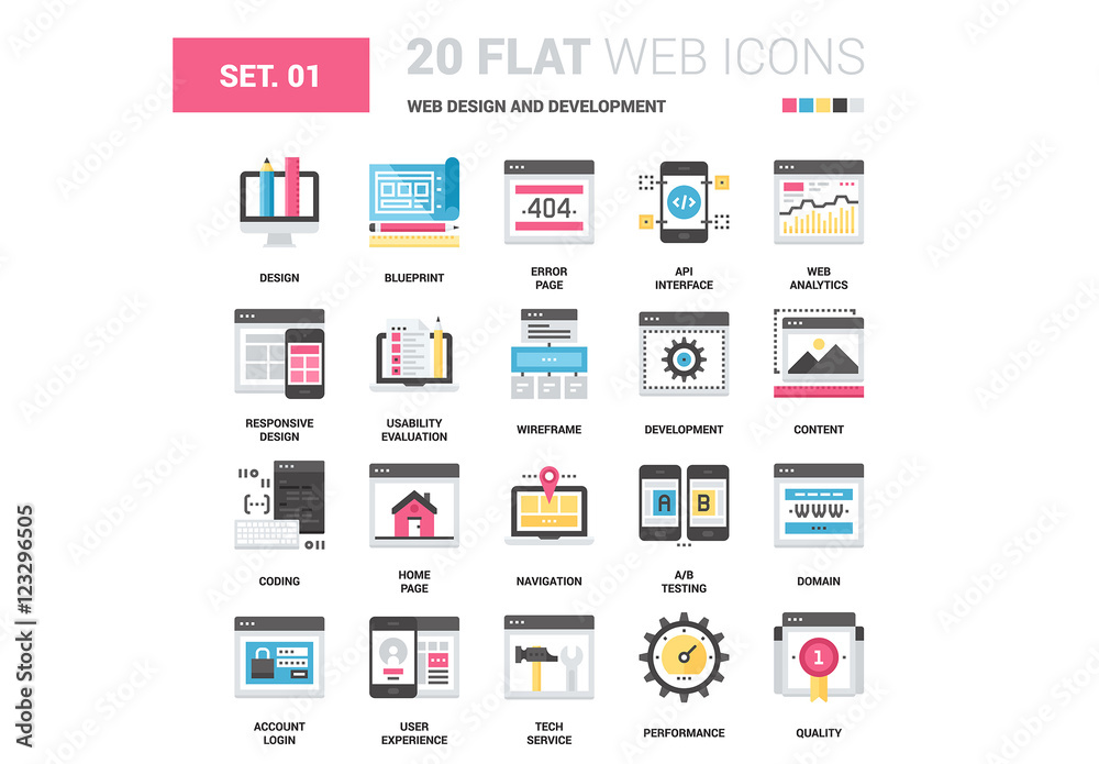 Web Development Icons Set Stock Template | Adobe Stock