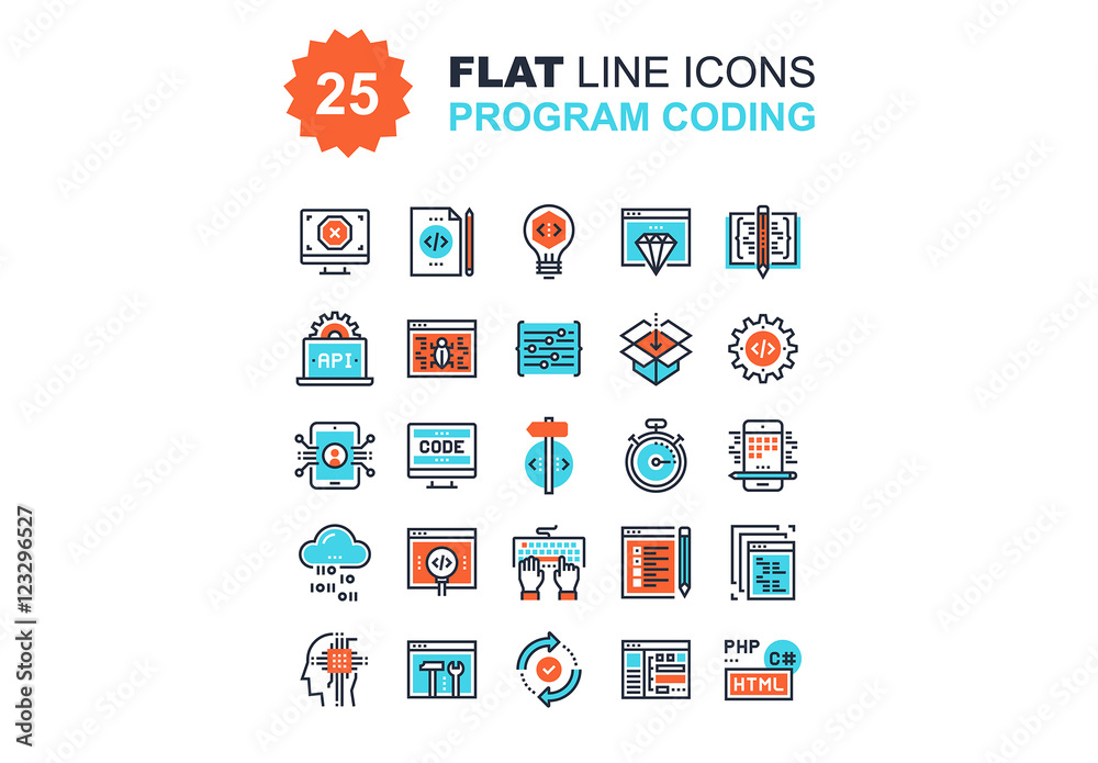 Program Coding Icons Set Stock Template | Adobe Stock