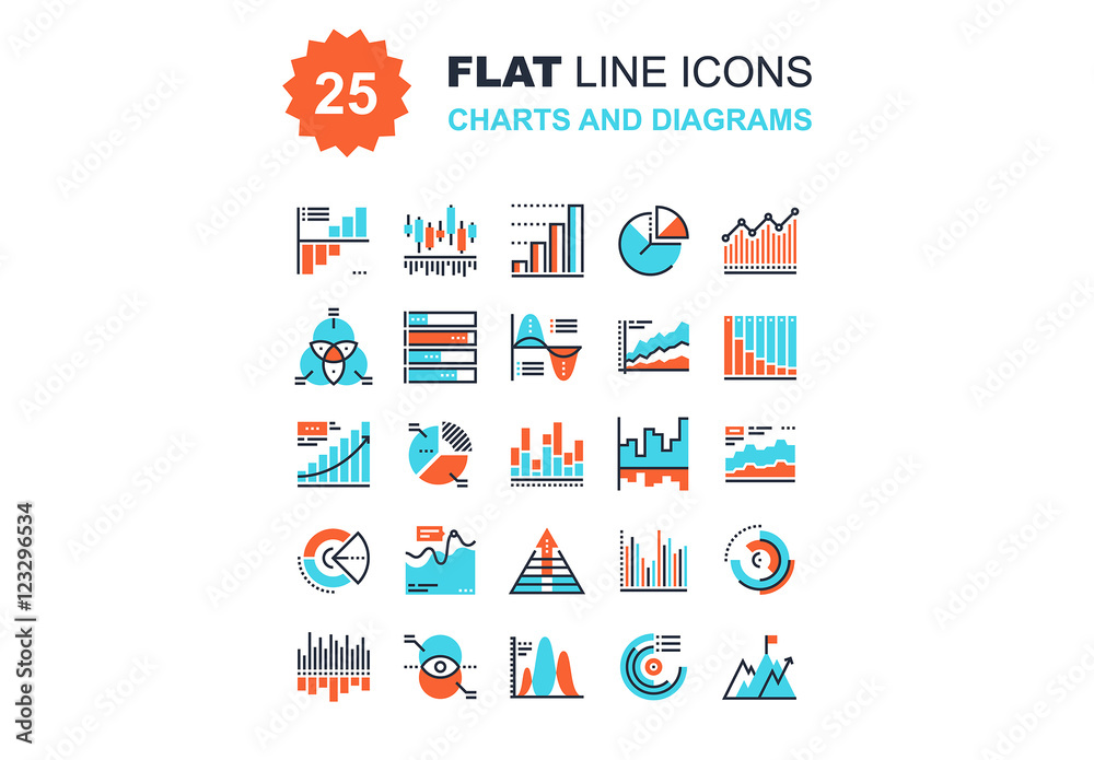 Charts and Diagrams Icons Set Stock Template | Adobe Stock