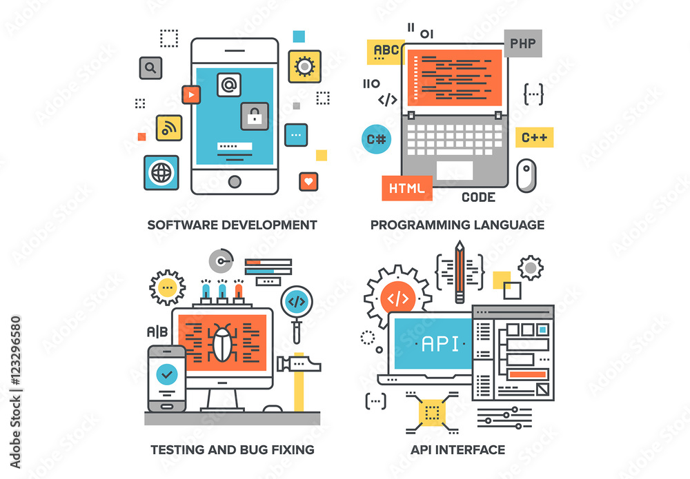 Program Coding Illustrations Set Stock Template | Adobe Stock