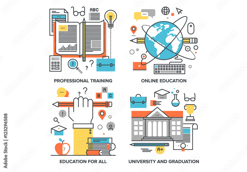 Education and Knowledge Illustrations Set Stock Template | Adobe Stock