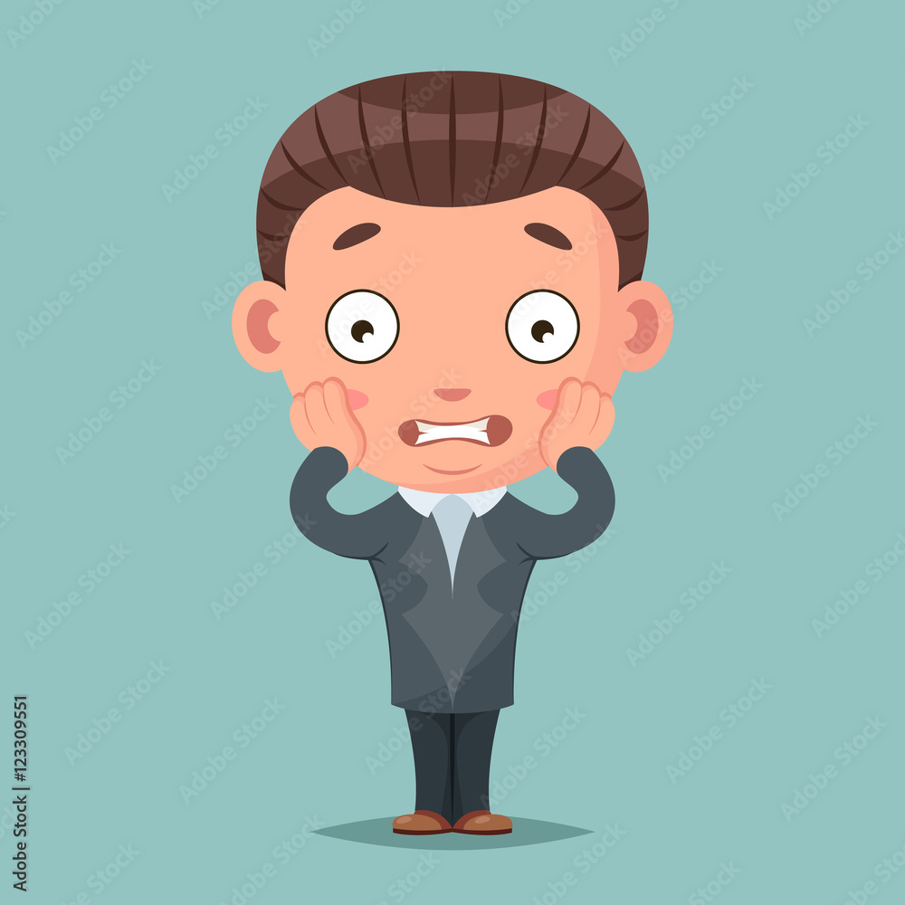 Scared panick businessman mascot fear terror cartoon design vector ...