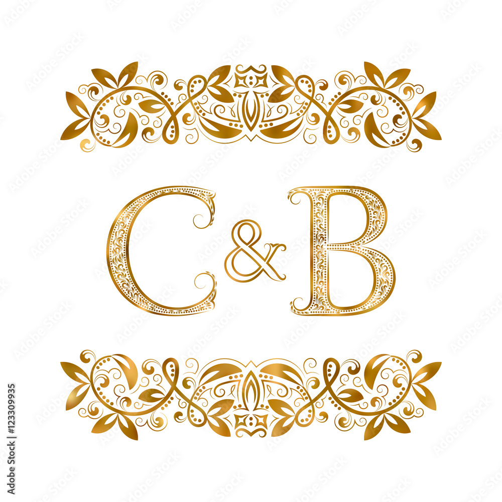 C&B vintage initials logo symbol. Letters C, B, ampersand surrounded ...