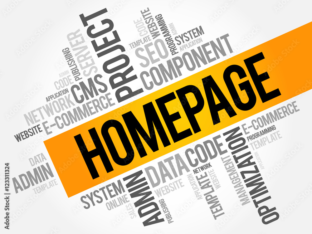 Homepage word cloud collage, business technology concept Stock Vector ...