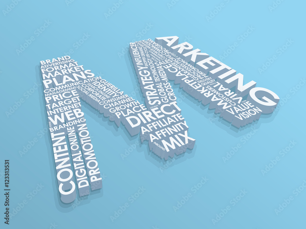 MARKETING Letter M Word Cloud Stock Vector | Adobe Stock