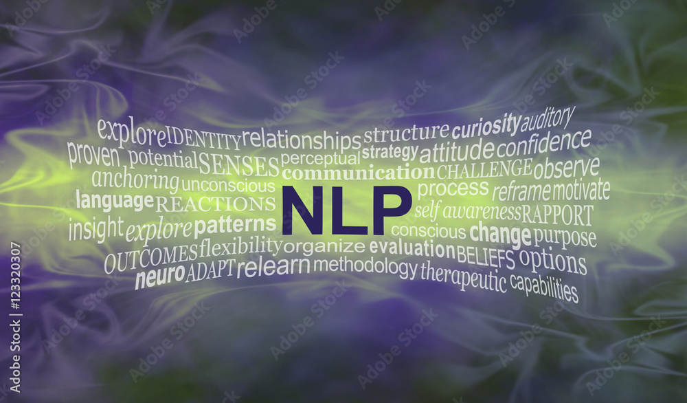 Neuro Linguistic Programming word cloud banner - wide smokey misty deep ...