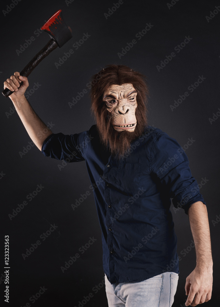 Scary person with axe Stock Photo | Adobe Stock