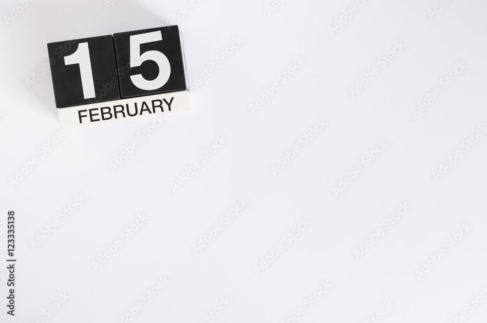 February 15th. Day 15 of month, calendar on white background. Winter ...