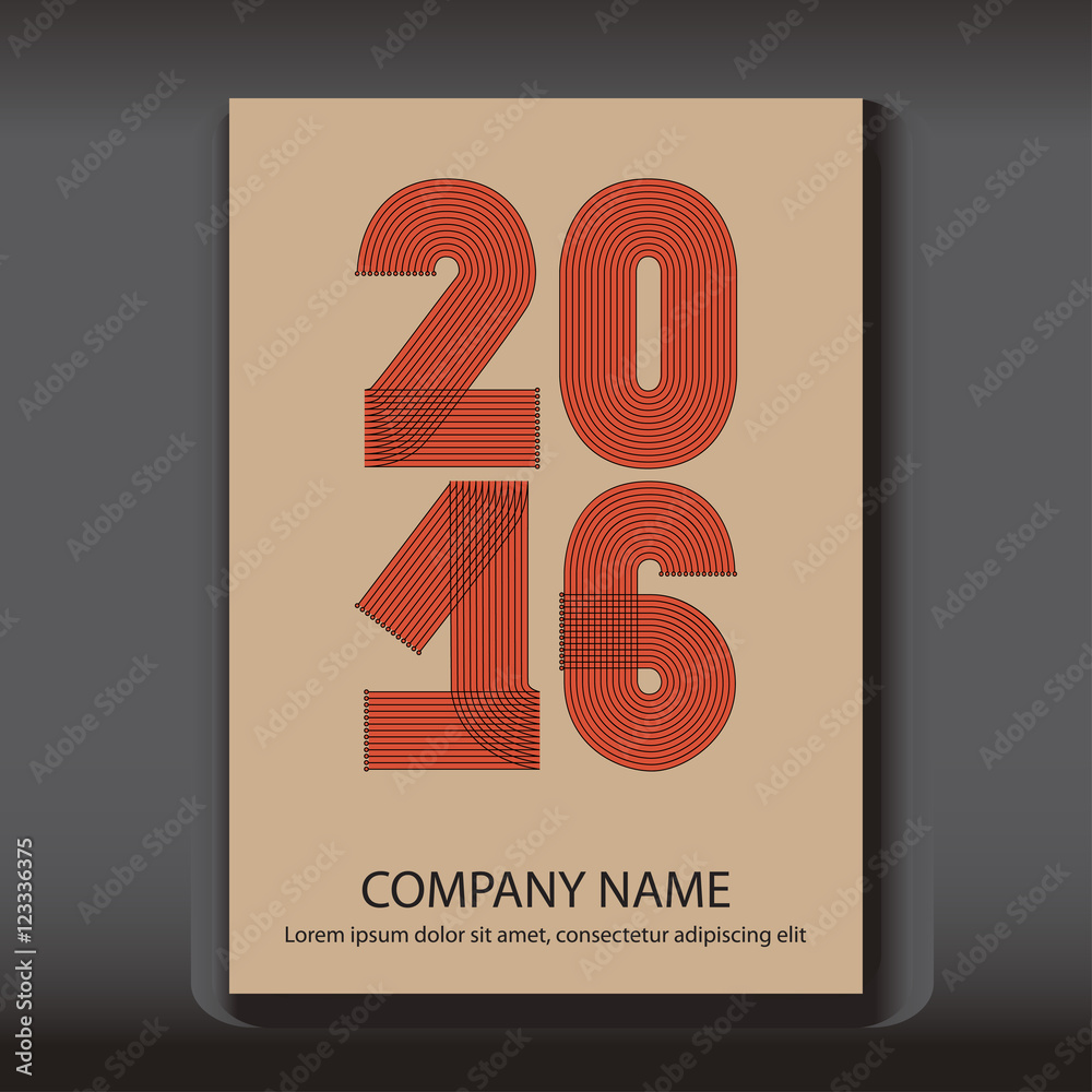 Cover Annual Report numbers 2016, modern design on blue background ...