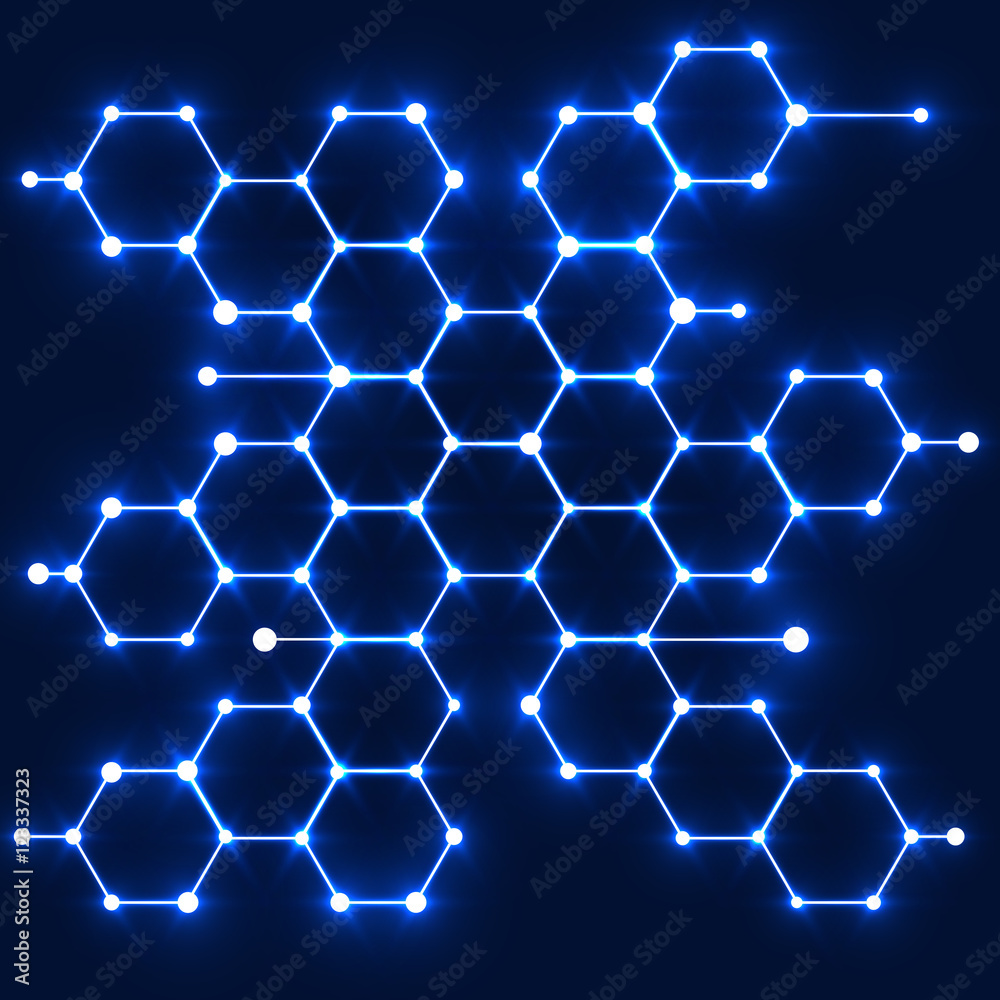Honeycomb networks. Technology background. Abstract connecting ...