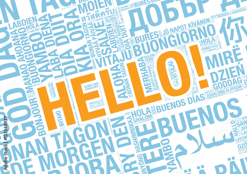 Word Hello in many languages vector word cloud concept illustration ...