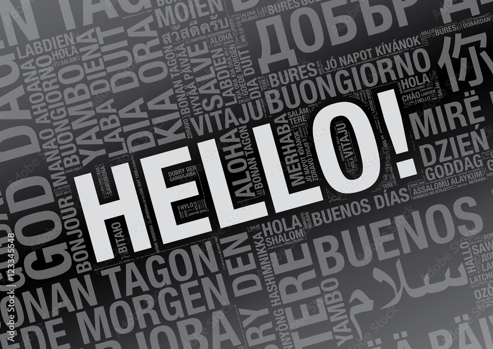 Word Hello in many languages vector word cloud concept illustration ...