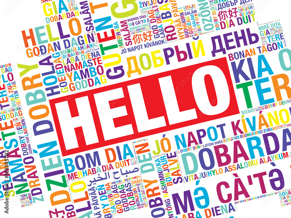 Word Hello in many languages vector word cloud concept illustration ...