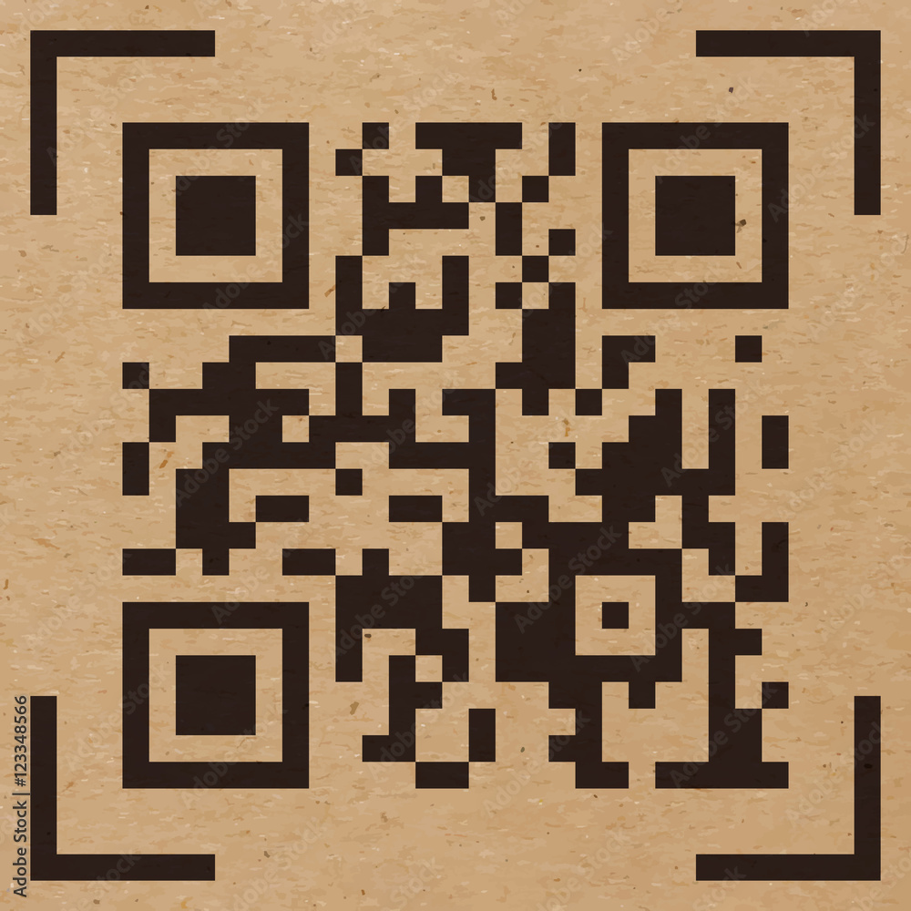 Vector illustration of Qr code sample on craft paper background ...