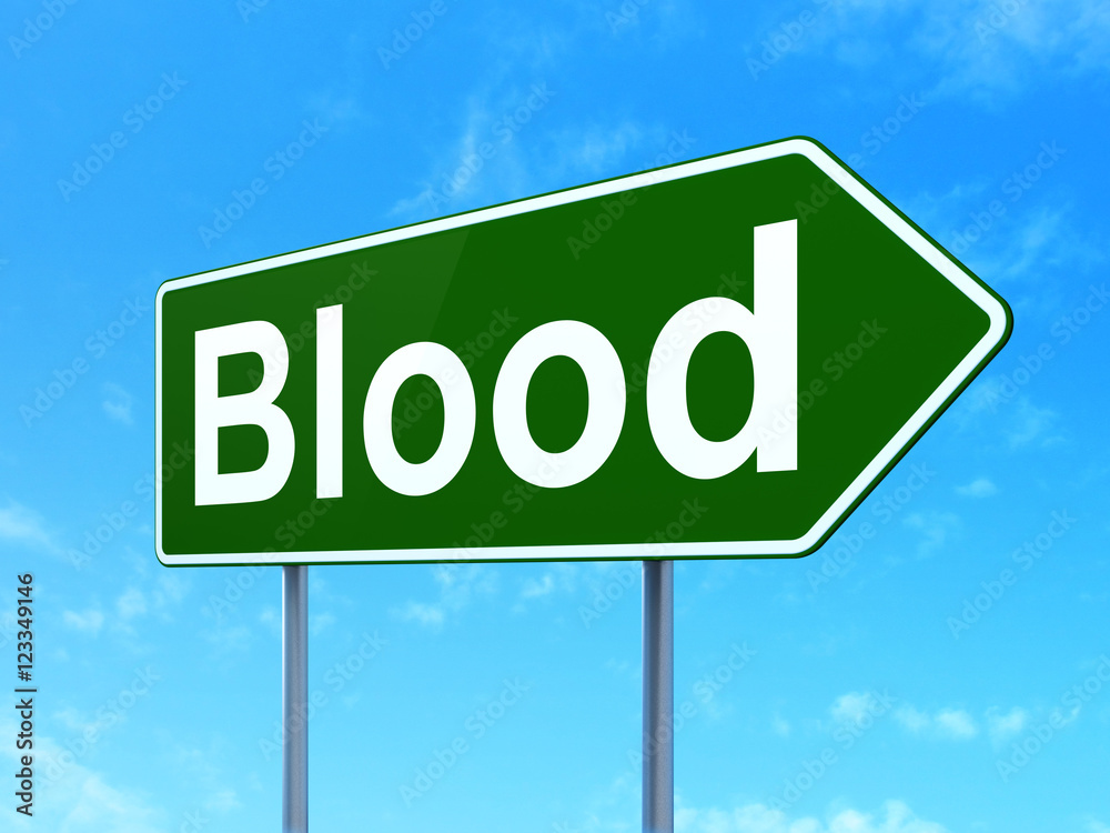 Medicine concept: Blood on road sign background Stock Illustration ...