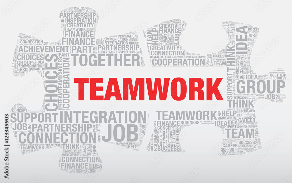 Teamwork word cloud concept made of puzzle pieces vector Stock Vector ...