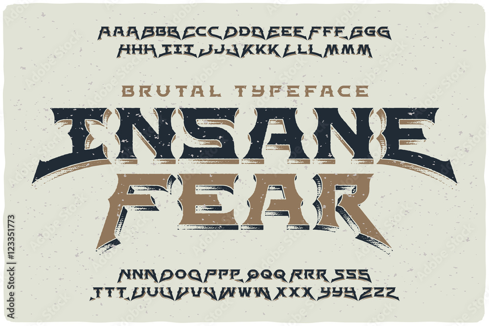 Insane Fear brutal font with textured extrude effect Stock Vector ...