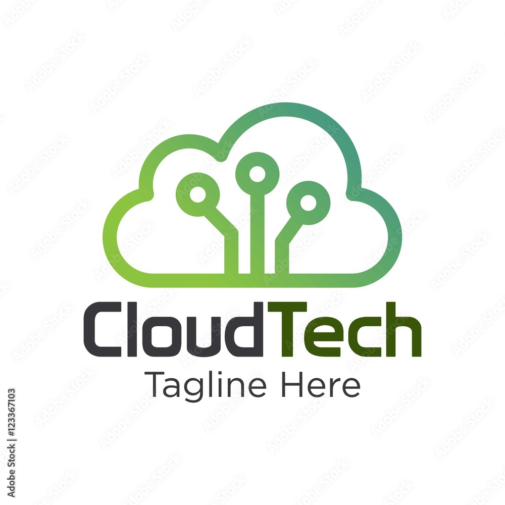 Cloud computing and storage vector logo. Technology design template ...