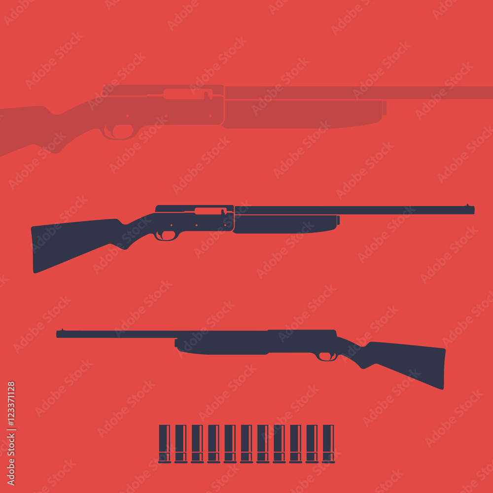 Hunting rifle, outline and silhouette, vector illustration Stock Vector ...