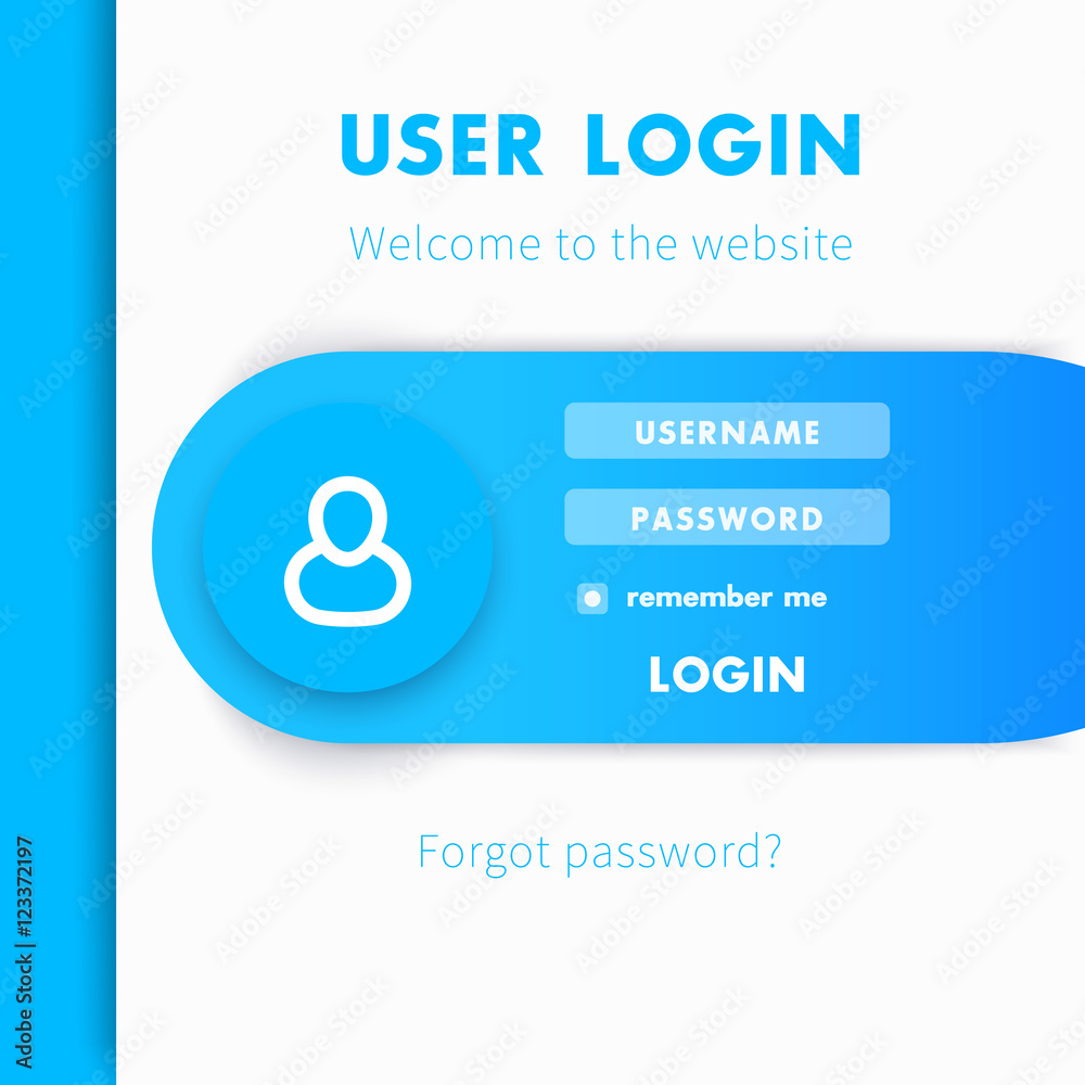 User Login window template, login page design for website, blue and ...