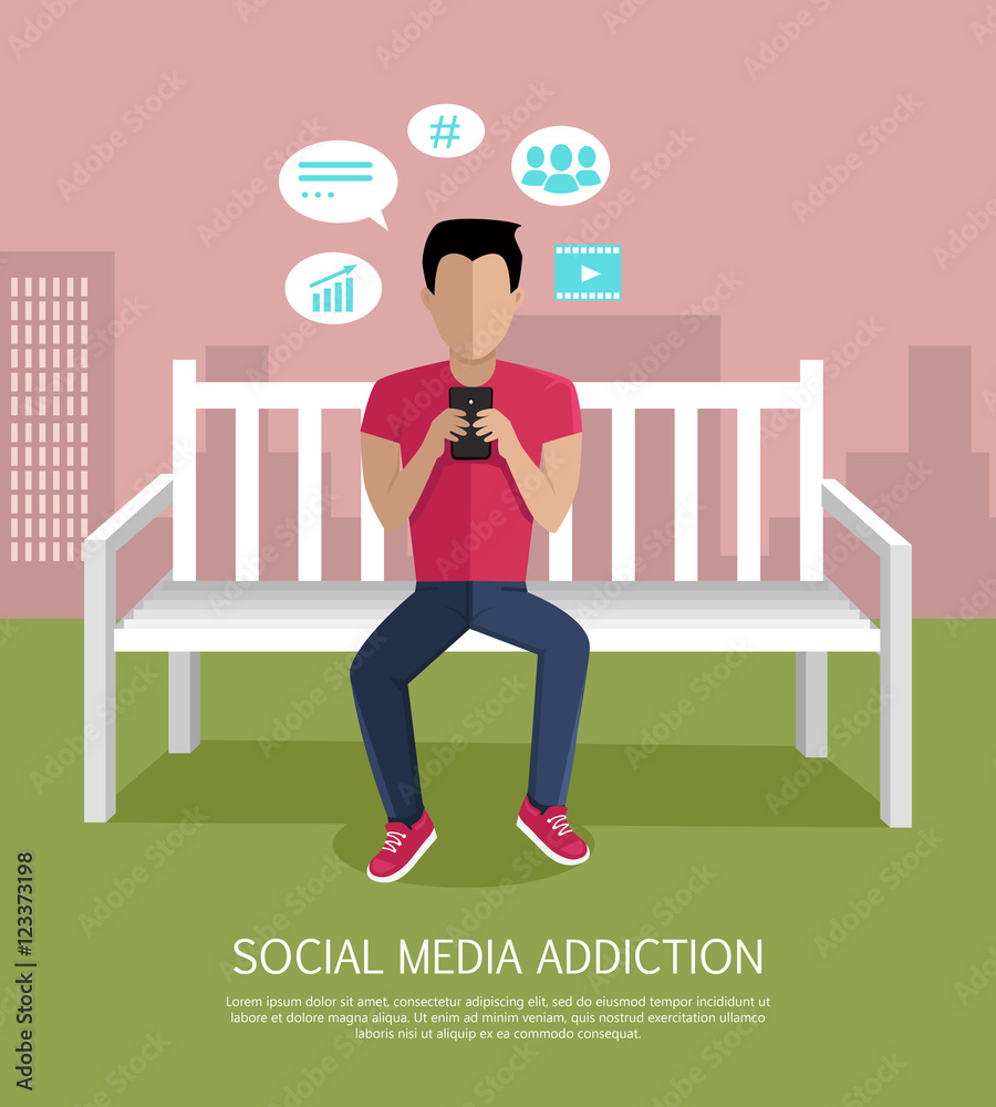 Social Media Addiction Concept Vector Illustration Stock Vector | Adobe ...