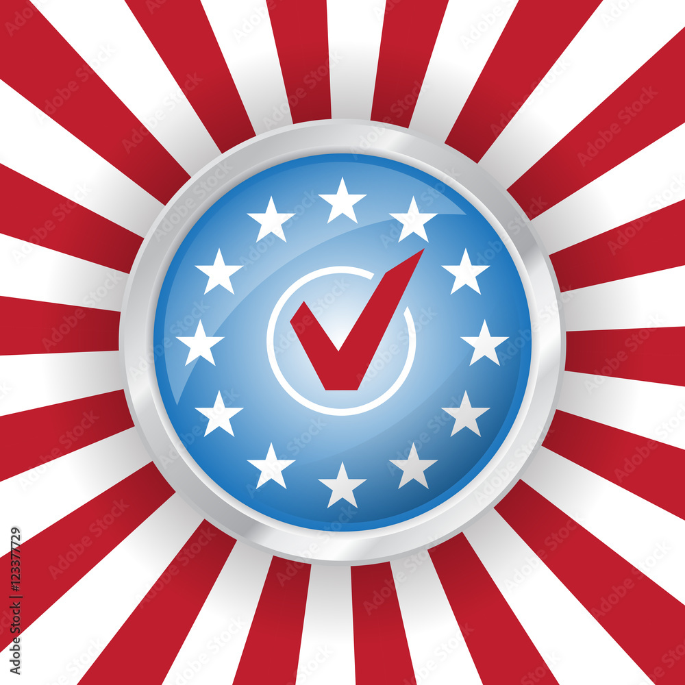 Vector clock face in colors of american flag. Vote USA presidential ...