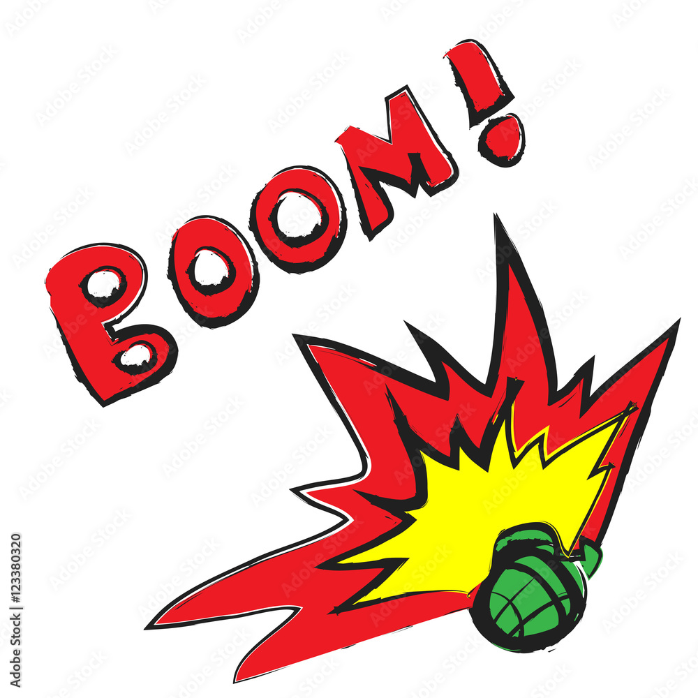cartoon hand grenade and boom symbol Stock Illustration | Adobe Stock