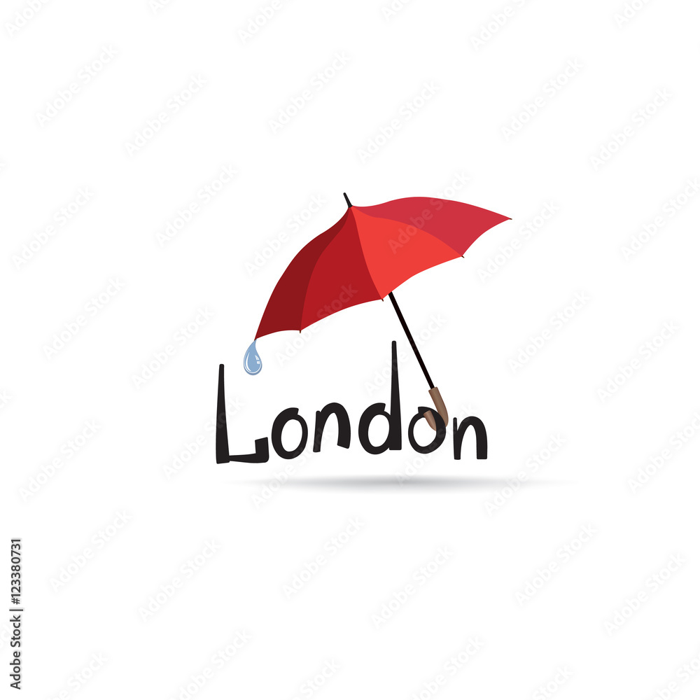 London sign hand lettering with umbrella. Capital city symbol Stock ...